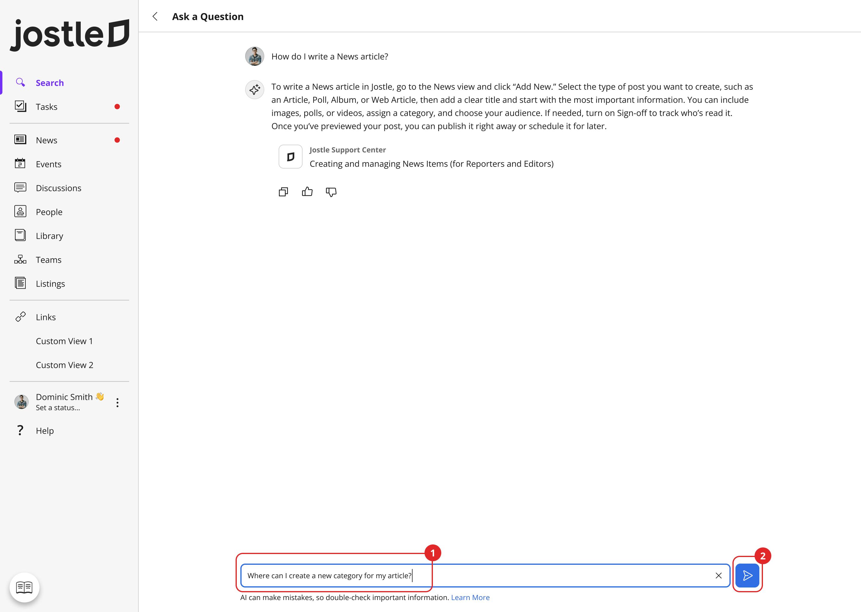 How to use: Ask a Question – Support Center